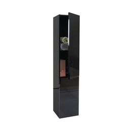 H&auml;ngeschrank MCW-B19, Midischrank Hochschrank Badezimmer Badm&ouml;bel, hochglanz 150x30cm ~ schwarz