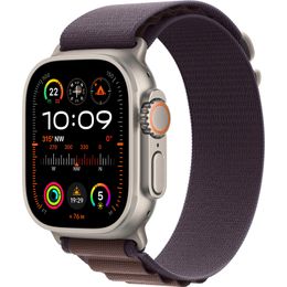 Smartwatch Apple "Watch Ultra 2 Titanium" Smartwatches Gr. 49mm, Cellular, S, Alpine Loop, grau (indigo) Trail Loop