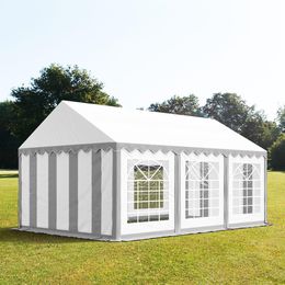 TOOLPORT 4x6m Partyzelt, PVC-Plane, grau-weiß - (5272)