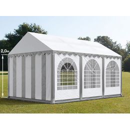 TOOLPORT 4x6m Partyzelt, PVC-Plane, grau-weiß, mit Bodenrahmen - (5369)