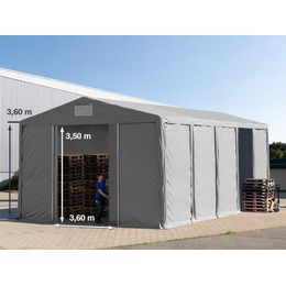 TOOLPORT 8x10 m Lagerzelt, PVC-Plane, grau, mit Bodenrahmen, mit Statik (Erduntergrund) - (93817)