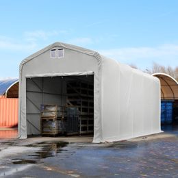 TOOLPORT 5x10m Zelthalle, PRIMEtex-Plane, grau, mit Statik (Betonuntergrund) - (49408)