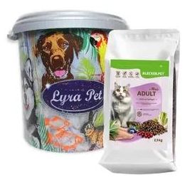 LYRA PET 2,5 kg Lecker.Pet® Mia's Adult Herzhaftes Geflügel Katzen Trockenfutter Vollnahrung in 30 L Tonne