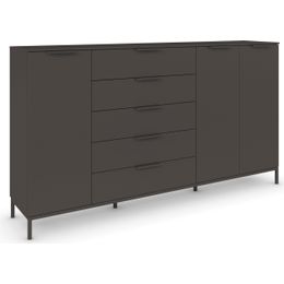 Kommode Rauch "Flipp" Sideboards Gr. B/H/T: 200cm x 111cm x 42cm, 5 St., grau (graphit) 3-türig mit 5 Schubladen und Soft-Close-Funktion