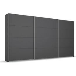 Schwebetürenschrank Rauch "Kleiderschrank Schrank Garderobe KOLUNA mit Dekor-Front" Schränke Gr. B/H/T: 360 cm x 210 cm x 62 cm, 3 St., grau (graumetallic) inkl. 2 Innenschubladen sowie extra Einlegeböden MADE IN GERMANY