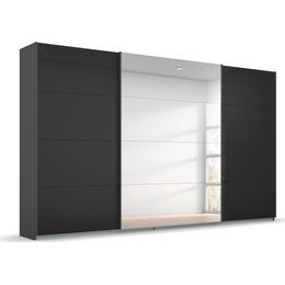 Schwebetürenschrank Rauch "Kleiderschrank Schrank Garderobe KOLUNA mit Glastüren und Spiegel" Schränke Gr. B/H/T: 315 cm x 229 cm x 62 cm, 3 St., grau (graumetallic, glas basalt) inkl. 2 Innenschubladen sowie extra Einlegeböden MADE IN GERMANY