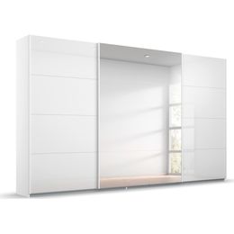 Schwebetürenschrank Rauch "Kleiderschrank Schrank Garderobe KOLUNA mit Glastüren und Spiegel" Schränke Gr. B/H/T: 315 cm x 210 cm x 62 cm, 3 St., weiß (alpinweiß, glas kristallweiß) inkl. 2 Innenschubladen sowie extra Einlegeböden MADE IN GERMANY