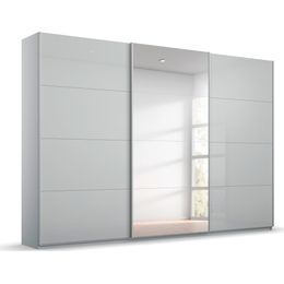 Schwebetürenschrank Rauch "Kleiderschrank Schrank Garderobe KOLUNA mit Glastüren und Spiegel" Schränke Gr. B/H/T: 271 cm x 210 cm x 62 cm, 3 St., grau (seidengrau, glas seidengrau) inkl. 2 Innenschubladen sowie extra Einlegeböden MADE IN GERMANY