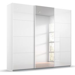 Schwebetürenschrank Rauch "Kleiderschrank Schrank Garderobe KOLUNA mit Glastüren und Spiegel" Schränke Gr. B/H/T: 203 cm x 210 cm x 62 cm, 3 St., weiß (alpinweiß, glas kristallweiß) inkl. 2 Innenschubladen sowie extra Einlegeböden MADE IN GERMANY