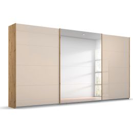 Schwebetürenschrank Rauch "Kleiderschrank Schrank Garderobe KOLUNA mit Glastüren und Spiegel" Schränke Gr. B/H/T: 360 cm x 229 cm x 62 cm, 3 St., beige (eiche artisan, glas champagner) inkl. 2 Innenschubladen sowie extra Einlegeböden MADE IN GERMANY