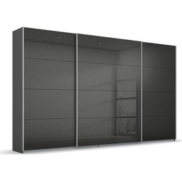 Schwebetürenschrank Rauch "Koluna" Schränke Gr. B/H/T: 315 cm x 210 cm x 62 cm, 3 St., grau (graumetallic, hochglanz effektgrau) Hochglanzfront, inkl. 2 Innenschubladen sowie extra Böden