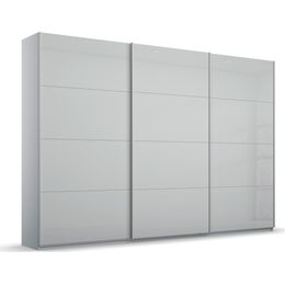 Schwebetürenschrank Rauch "Koluna" Schränke Gr. B/H/T: 271 cm x 229 cm x 62 cm, 3 St., grau (seidengrau, glas seidengrau) Glasfront, inkl. 2 Innenschubladen sowie extra Böden