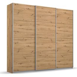 Schwebetürenschrank Rauch "Kleiderschrank Schrank Garderobe KOLUNA mit Dekor-Front" Schränke Gr. B/H/T: 203 cm x 229 cm x 62 cm, 3 St., braun (eiche artisan) inkl. 2 Innenschubladen sowie extra Einlegeböden MADE IN GERMANY