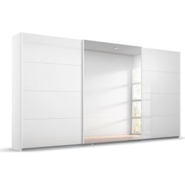 Schwebetürenschrank Rauch "Kleiderschrank Schrank Garderobe KOLUNA mit Glastüren und Spiegel" Schränke Gr. B/H/T: 360 cm x 229 cm x 62 cm, 3 St., weiß (alpinweiß, glas kristallweiß) inkl. 2 Innenschubladen sowie extra Einlegeböden MADE IN GERMANY