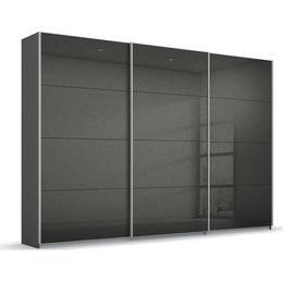 Schwebetürenschrank Rauch "Koluna" Schränke Gr. B/H/T: 271 cm x 210 cm x 62 cm, 3 St., grau (graumetallic, hochglanz effektgrau) Hochglanzfront, inkl. 2 Innenschubladen sowie extra Böden