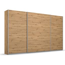 Schwebetürenschrank Rauch "Kleiderschrank Schrank Garderobe KOLUNA mit Dekor-Front" Schränke Gr. B/H/T: 315 cm x 229 cm x 62 cm, 3 St., braun (eiche artisan) inkl. 2 Innenschubladen sowie extra Einlegeböden MADE IN GERMANY