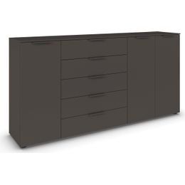 Kommode Rauch "Flipp" Sideboards Gr. B/H/T: 200cm x 100cm x 42cm, 5 St., grau (graphit) 3-türig mit 5 Schubladen und Soft-Close-Funktion