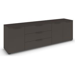 Kommode Rauch "Flipp" Sideboards Gr. B/H/T: 200cm x 61cm x 42cm, 3 St., grau (graphit) 3-türig mit 3 Schubladen und Soft-Close-Funktion