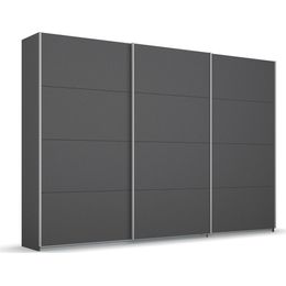 Schwebetürenschrank Rauch "Kleiderschrank Schrank Garderobe KOLUNA mit Dekor-Front" Schränke Gr. B/H/T: 271 cm x 210 cm x 62 cm, 3 St., grau (graumetallic) inkl. 2 Innenschubladen sowie extra Einlegeböden MADE IN GERMANY