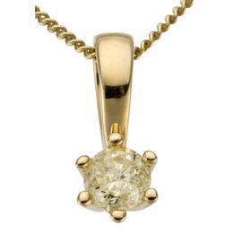 Ketten-Anhänger Firetti "Schmuck Geschenk Gold 750 Halsschmuck Anhänger Halskette Solitär" Schmuckanhänger Gr. 0,2 ct P2 = erkennbare Einschlüsse, Gelbgold 750-Diamanten, 0,7 g, goldfarben (gelbgoldfarben, gw=getöntes, weiß) Damen mit Brillant in Krappenfassung