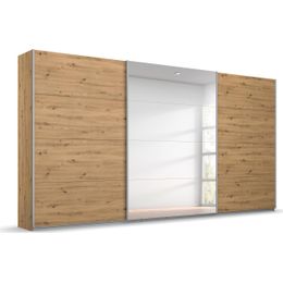 Schwebetürenschrank Rauch "Kleiderschrank Schrank Garderobe BESTSELLER KOLUNA mit Spiegel" Schränke Gr. B/H/T: 360 cm x 229 cm x 62 cm, 3 St., braun (eiche artisan) inkl. 2 Innenschubladen sowie extra Einlegeböden MADE IN GERMANY