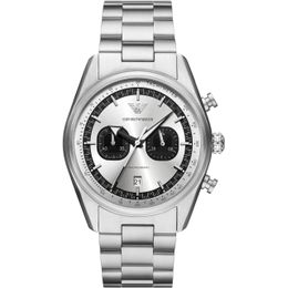 Chronograph Emporio Armani Armbanduhren silberfarben (silberfarben-silberfarben) Herren Armbanduhr, Herrenuhr, Edelstahlarmband, analog, Tag, Stoppfunktion