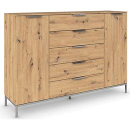 Kommode Rauch "Flipp" Sideboards Gr. B/H/T: 160cm x 111cm x 42cm, 5 St., braun (eiche artisan) 2-türig mit 5 Schubladen und Soft-Close-Funktion in zwei Breiten