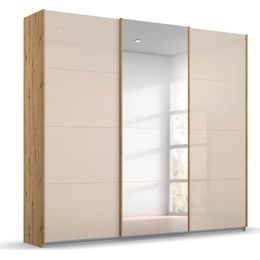 Schwebetürenschrank Rauch "Kleiderschrank Schrank Garderobe KOLUNA mit Glastüren und Spiegel" Schränke Gr. B/H/T: 203 cm x 210 cm x 62 cm, 3 St., beige (eiche artisan, glas champagner) inkl. 2 Innenschubladen sowie extra Einlegeböden MADE IN GERMANY