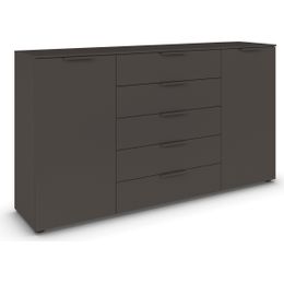 Kommode Rauch "Flipp" Sideboards Gr. B/H/T: 180cm x 100cm x 42cm, 5 St., grau (graphit) 2-türig mit 5 Schubladen und Soft-Close-Funktion in zwei Breiten