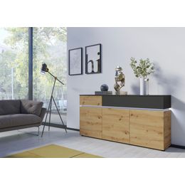 Sideboard Inosign "Luci" Sideboards Gr. B/H/T: 180,5cm x 90cm x 40cm, 2 St., braun (eichefarben artisan/kosmos anthrazit) Breite 180, 5 cm