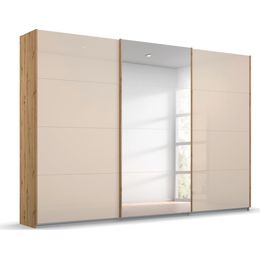 Schwebetürenschrank Rauch "Kleiderschrank Schrank Garderobe KOLUNA mit Glastüren und Spiegel" Schränke Gr. B/H/T: 271 cm x 229 cm x 62 cm, 3 St., beige (eiche artisan, glas champagner) inkl. 2 Innenschubladen sowie extra Einlegeböden MADE IN GERMANY