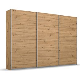 Schwebetürenschrank Rauch "Kleiderschrank Schrank Garderobe KOLUNA mit Dekor-Front" Schränke Gr. B/H/T: 271 cm x 229 cm x 62 cm, 3 St., braun (eiche artisan) inkl. 2 Innenschubladen sowie extra Einlegeböden MADE IN GERMANY