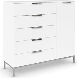 Kommode Rauch "Flipp" Sideboards Gr. B/H/T: 120cm x 111cm x 42cm, 5 St., weiß (alpinweiß) 1-türig mit 5 Schubladen und Soft-Close-Funktion