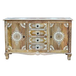 Sideboard Home Affaire Sideboards Gr. B/H/T: 140cm x 85cm x 40cm, 4 St., braun (hellbraun) Kommode, Hand bemalt, Breite 140 cm