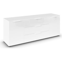 Kommode Rauch "Flipp" Sideboards Gr. B/H/T: 160cm x 61cm x 42cm, 3 St., weiß (alpinweiß/glas kristallweiß) 2-türig mit 3 Schubladen und Soft-Close-Funktion sowie Glasfront