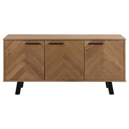 Anrichte ACTONA GROUP "Brighton" Sideboards Gr. B/H/T: 150cm x 71cm x 40cm, braun (eiche) Sideboard Sideboard, Eichenfurnier, Fischgrätenmuster, 3 Türen, 2 Einlegeböden