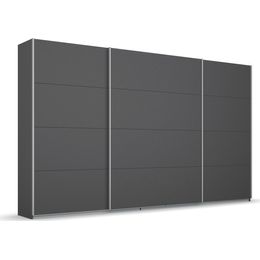 Schwebetürenschrank Rauch "Kleiderschrank Schrank Garderobe KOLUNA mit Dekor-Front" Schränke Gr. B/H/T: 315 cm x 229 cm x 62 cm, 3 St., grau (graumetallic) inkl. 2 Innenschubladen sowie extra Einlegeböden MADE IN GERMANY