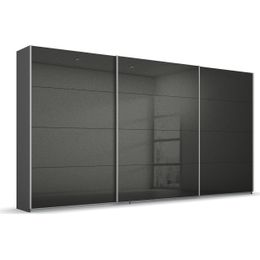 Schwebetürenschrank Rauch "Koluna" Schränke Gr. B/H/T: 360 cm x 210 cm x 62 cm, 3 St., grau (graumetallic, hochglanz effektgrau) Hochglanzfront, inkl. 2 Innenschubladen sowie extra Böden