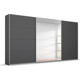 Schwebetürenschrank Rauch "Kleiderschrank Schrank Garderobe BESTSELLER KOLUNA mit Spiegel" Schränke Gr. B/H/T: 360 cm x 210 cm x 62 cm, 3 St., grau (graumetallic) inkl. 2 Innenschubladen sowie extra Einlegeböden MADE IN GERMANY