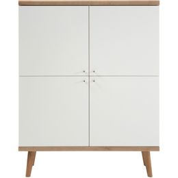 Highboard Andas "Merle" Sideboards Gr. B/H/T: 107cm x 134cm x 40cm, weiß (eiche riviera nb/ weiss matt) Scandi Design, Breite 107 cm