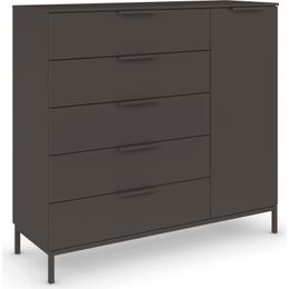 Kommode Rauch "Flipp" Sideboards Gr. B/H/T: 120cm x 111cm x 42cm, 5 St., grau (graphit) 1-türig mit 5 Schubladen und Soft-Close-Funktion