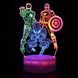 Spiderman-Nachtlampe, 3D-LED-Nachtlicht für Kinder, Weihnachtsgeschenk, Schreibtischlampe, Schlafzimmer-Dekoration