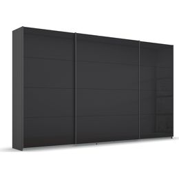 Schwebetürenschrank Rauch "Koluna" Schränke Gr. B/H/T: 315cm x 210cm x 62cm, 3 St., grau (graumetallic/glas basalt) Glasfront, inkl. 2 Innenschubladen sowie extra Böden