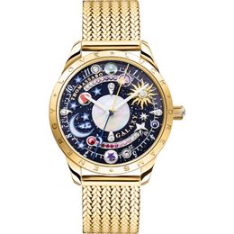 Quarzuhr Thomas Sabo "COSMIC AMULET" Armbanduhren goldfarben Herren Armbanduhr, Damenuhr, Zirkonia, Herz, Mond, Sterne, Edelstahlarmband