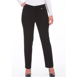 Stoffhose KjBRAND "Hose Bea in Bi-Stretch Kammgarnoptik mit Bügelfalte" Gr. 27, K-Gr, schwarz, Damen, Web, Obermaterial: 63% Polyester, 35% Viskose, 2% Elasthan, Hosen, ideal für kräftige Oberschenkel