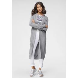 Longstrickjacke Laura Scott, Damen, Gr. 36/38, grau, Strick, Obermaterial: 50% Viskose, 28% Polyester, 22% Polyamid, clean, unifarben, Basic, figurumspielend, tiefer V-Ausschnitt, Strickjacken Longstrickjacke, aus kuscheliger Strickqualit&auml;t
