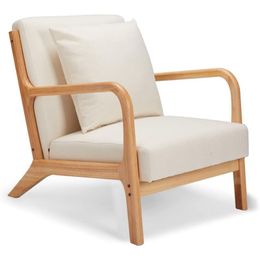 Sessel Akzentstühle Cocktailsessel für Wohnzimmer, loungesessel moderner Lesesessel mit Holzarmlehne Armchair Accent Chairs Beige - Yodolla