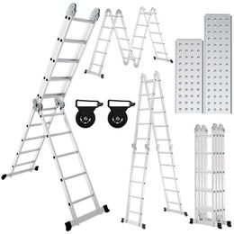 Jopassy - Teleskopleiter Alu Leichtgewicht Rutschfester 4x5 Ebene+Rad+Brett Multifunktionsleiter Mehrzweckleiter Ausziehbare Leiter 15 Stufe