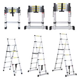 Jopassy - Teleskopleiter Alu Leichtgewicht Rutschfester 1,4m+1,7m Silber Multifunktionsleiter Mehrzweckleiter Ausziehbare Leiter 15 Stufe Stehleiter