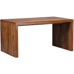 FineBuy - Schreibtisch Massiv-Holz Sheesham 160 cm Computertisch Echtholz Design Ablage Büro-Tisch Landhaus-Stil